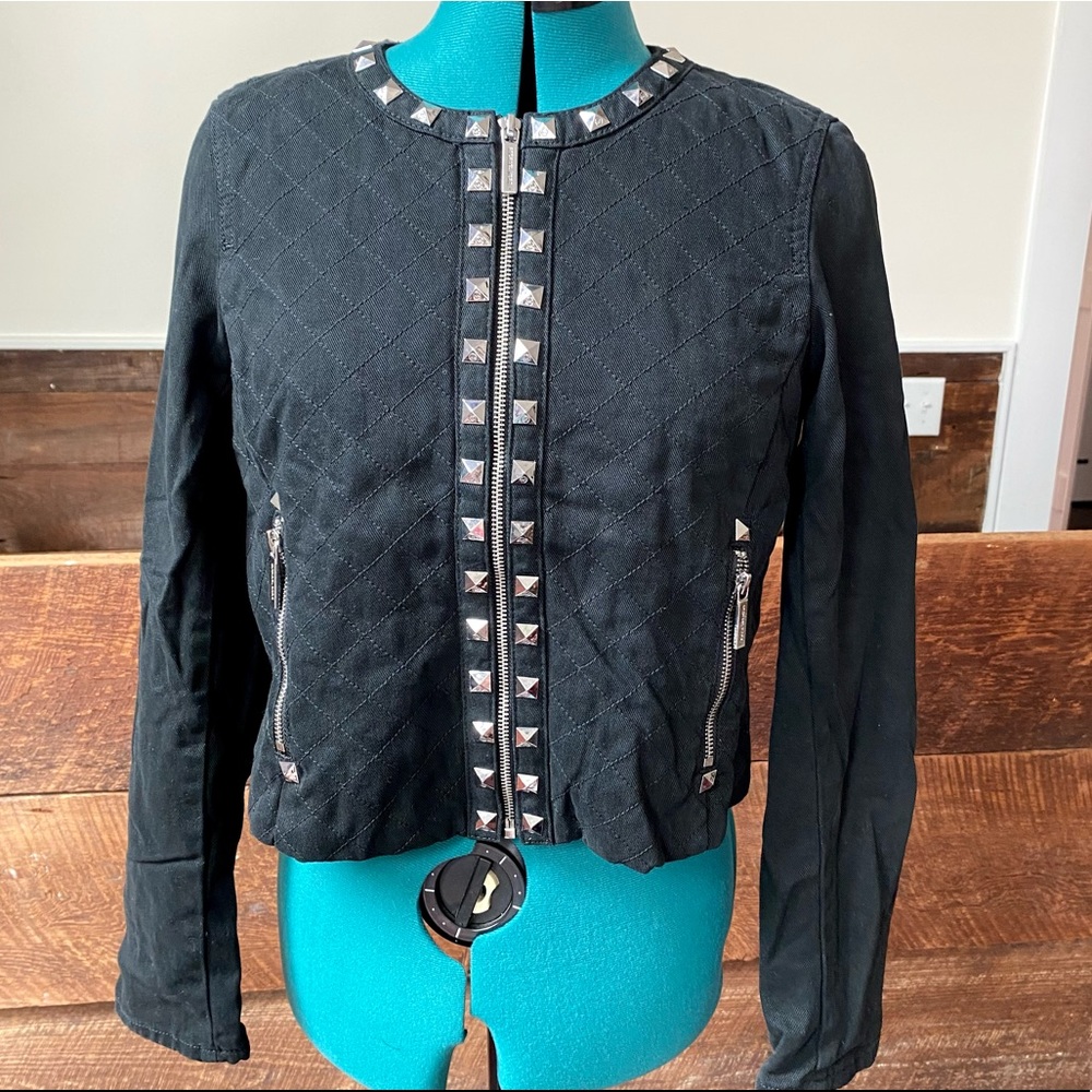 Michael Kors Pyramid Studded Cotton Gothic Jacket - Gem